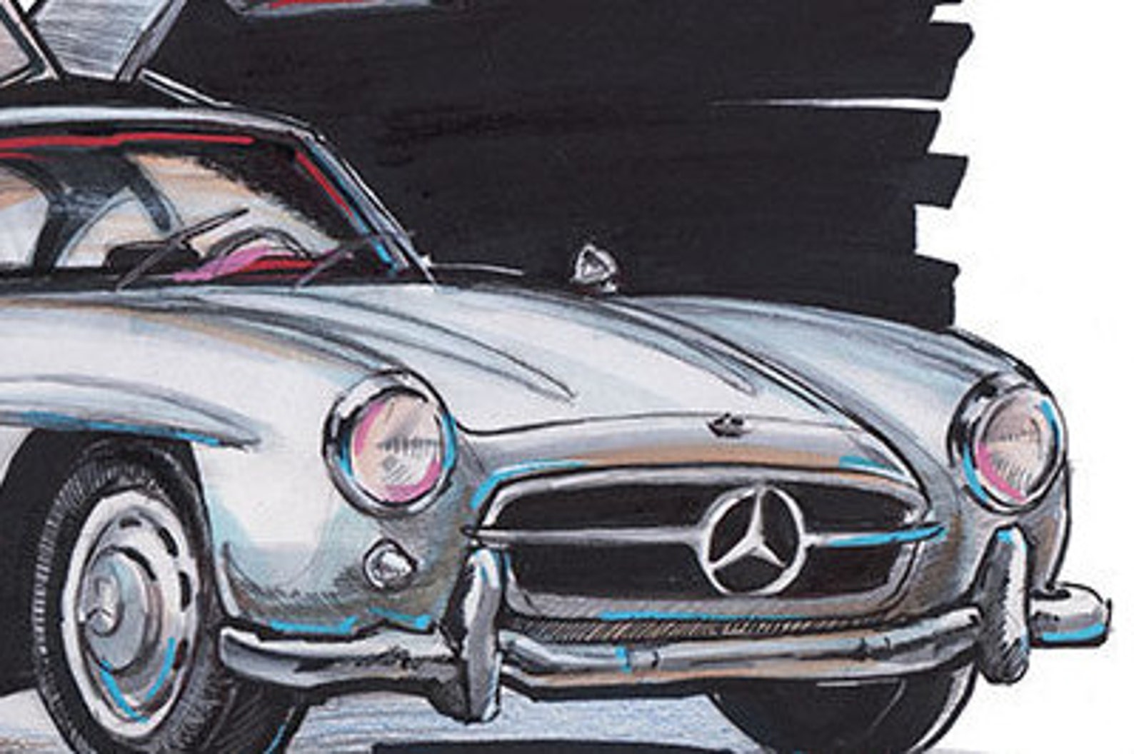 1954 Mercedes Benz 300 SL Gullwing Art Print Sportwagen | Etsy Nederland
