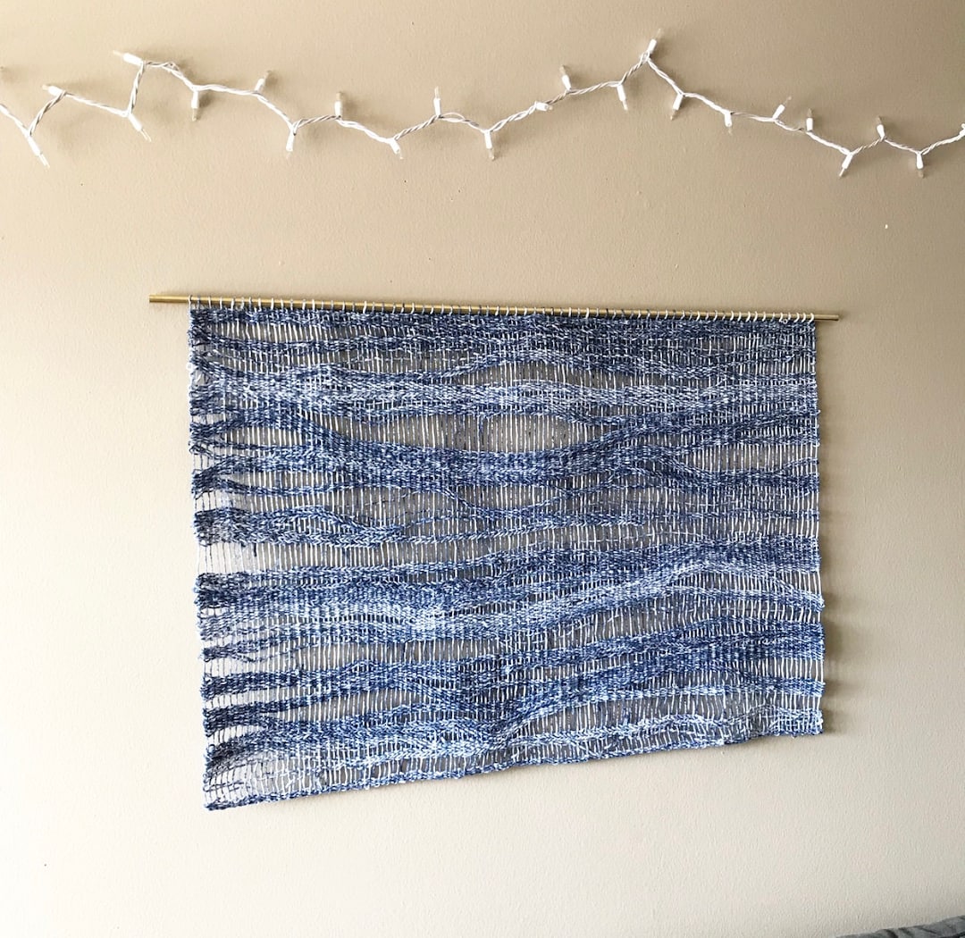 Large Woven Wall Art Woven Tapestry Wall Hanging Indigo Wall - Etsy