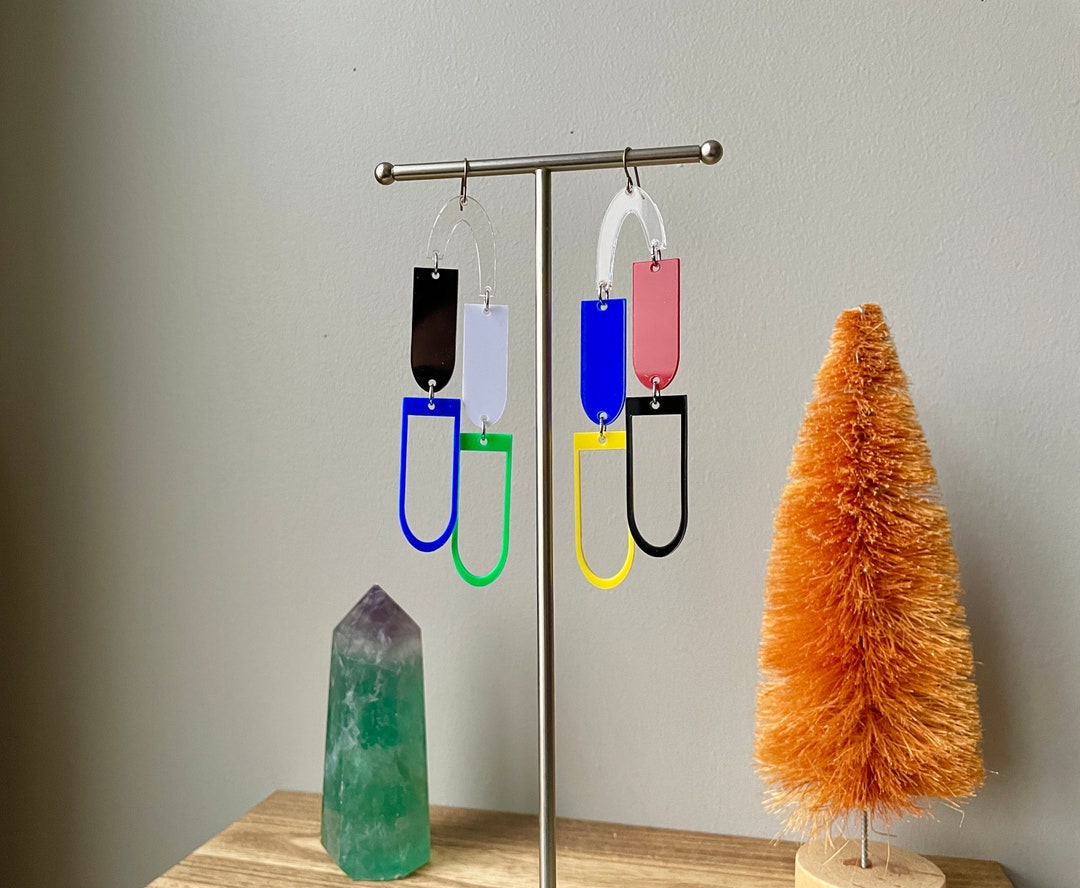 Extra Large Earrings, Bold Acrylic Earrings, Abstract Modern Jewelry - Etsy