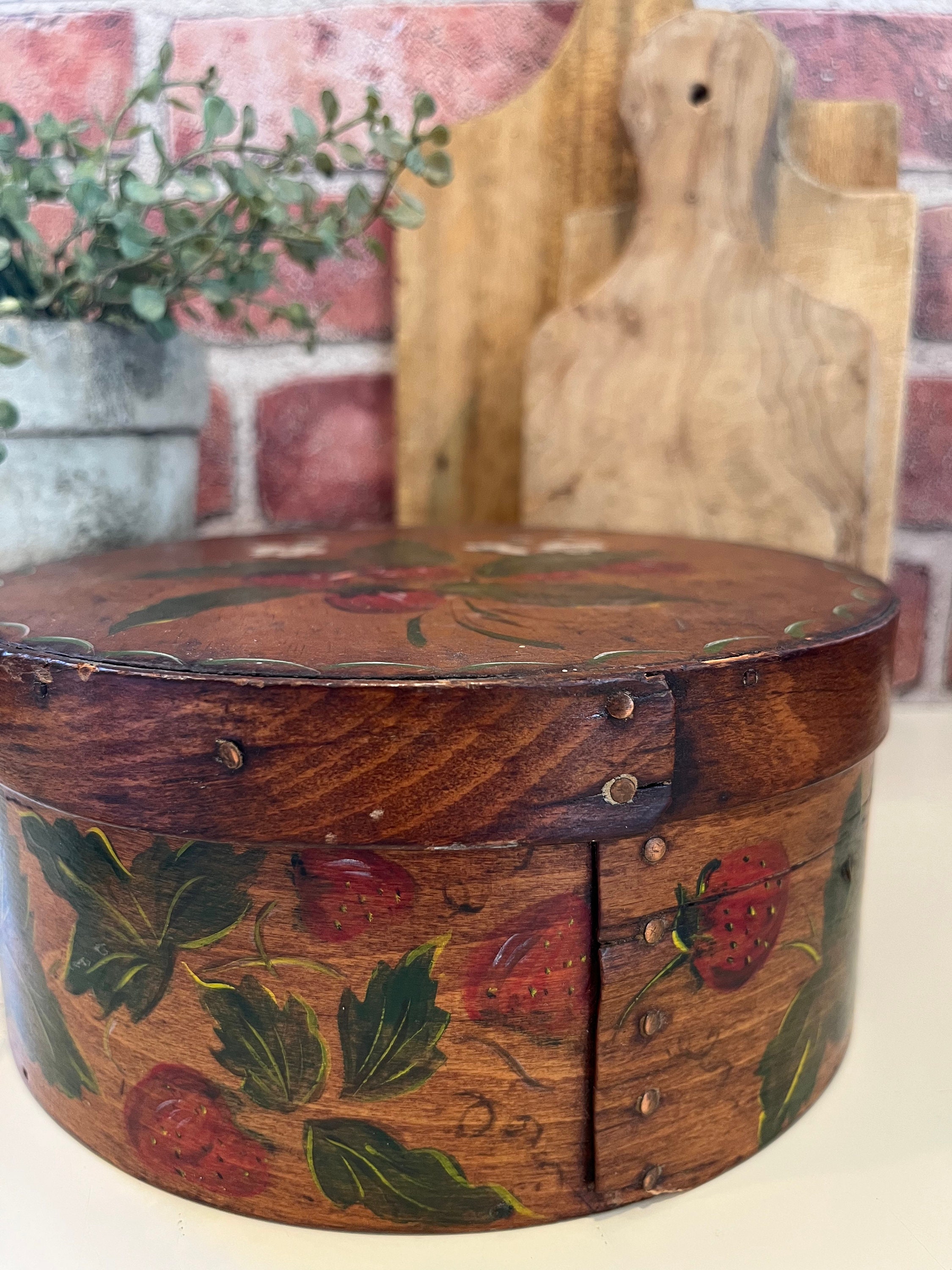 Vintage Wood Round Cheese Box/pantry Box/painted Cheese Box/vintage ...