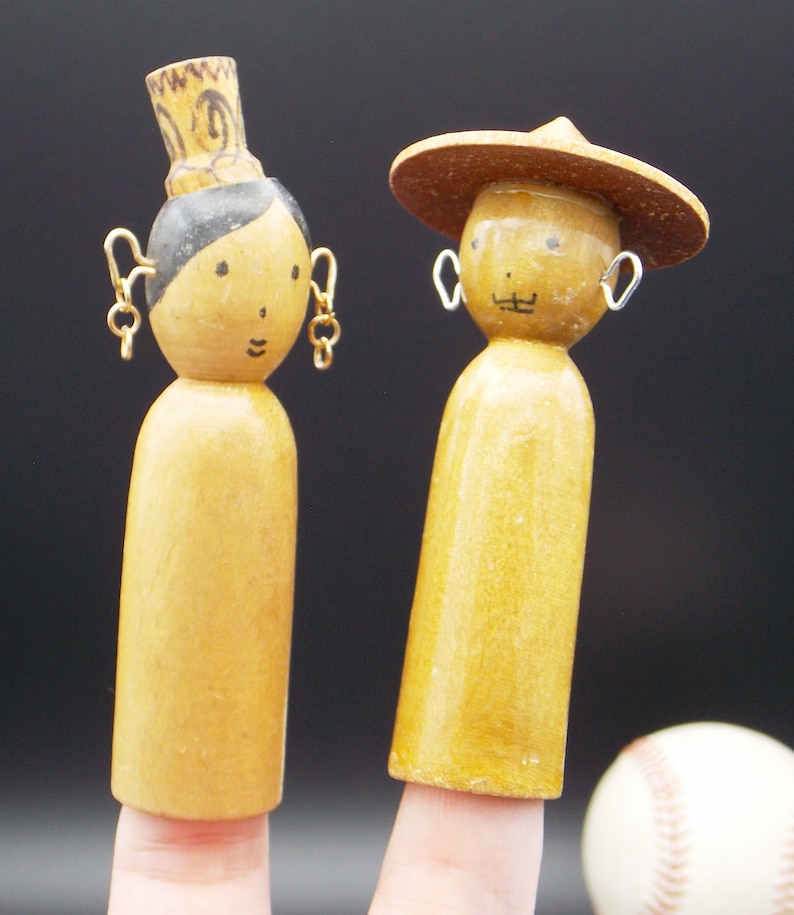 Set of 4 Asian Wooden Finger Puppets - Etsy