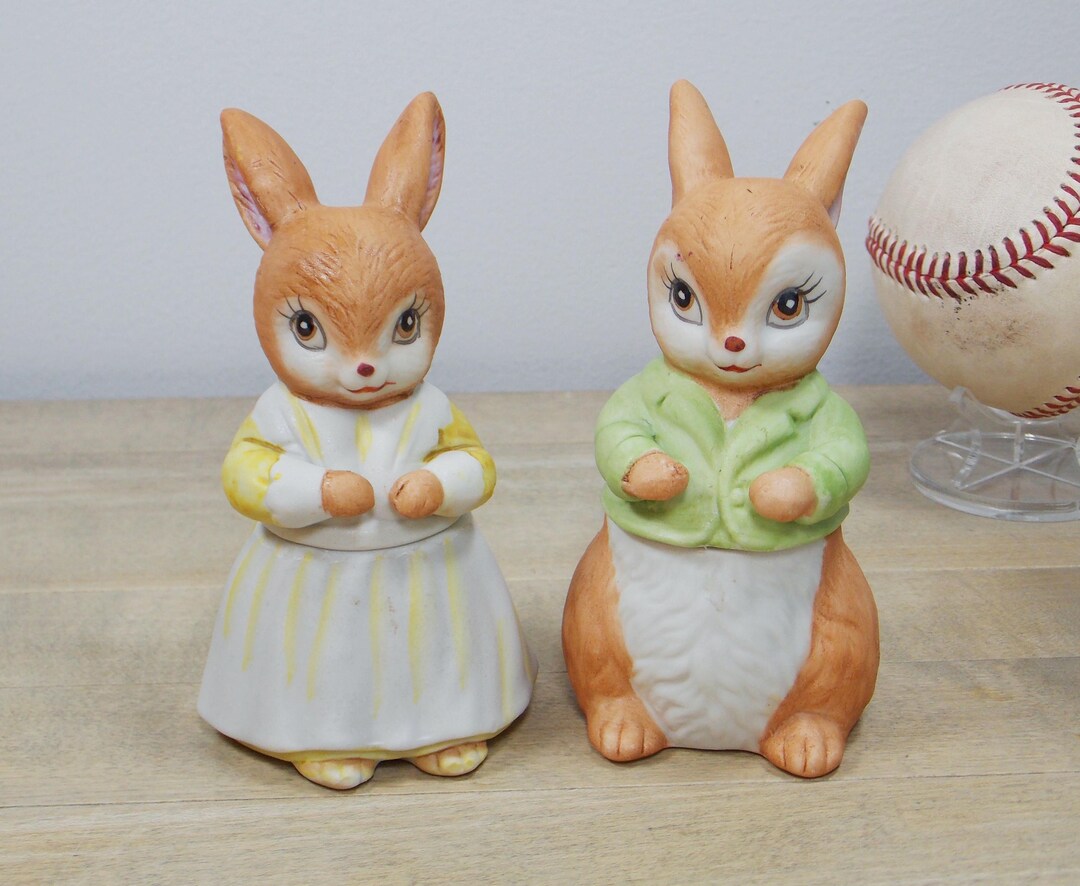 Vintage Rabbit Trinket Box Set Set of 2 Lefton China Company Rabbit ...