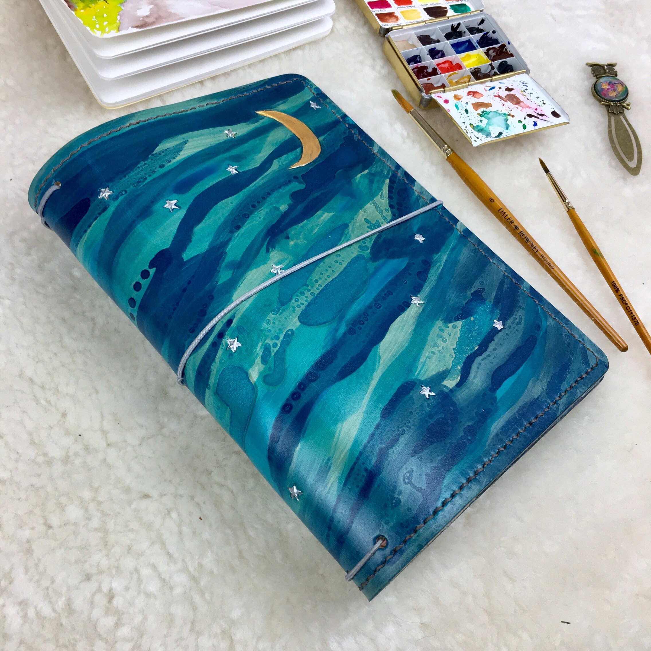 Blue Starry Sky Travelers Notebook Elrohir Leather Planner A4 - Etsy UK