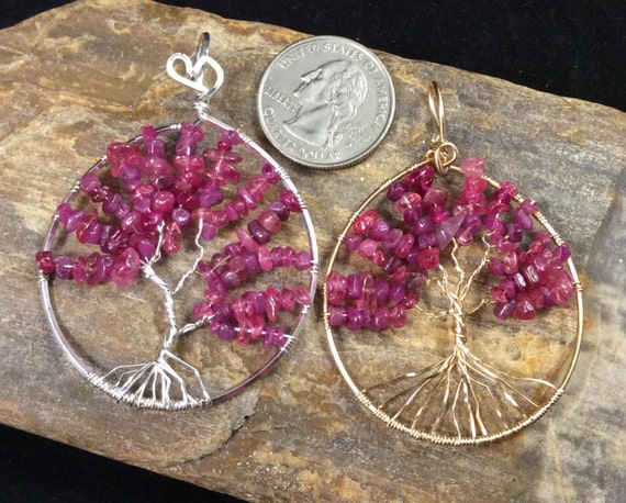 Premium Ruby Tree of Life Pendant July Tree of Life July - Etsy