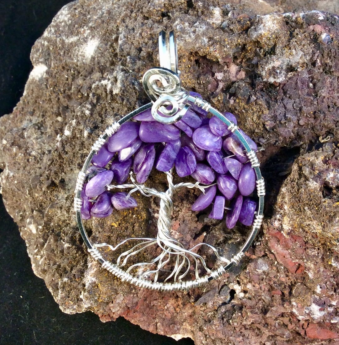 Purple Tree of Life, Charoite Tree of Life Pendant, Charoite Tree of ...
