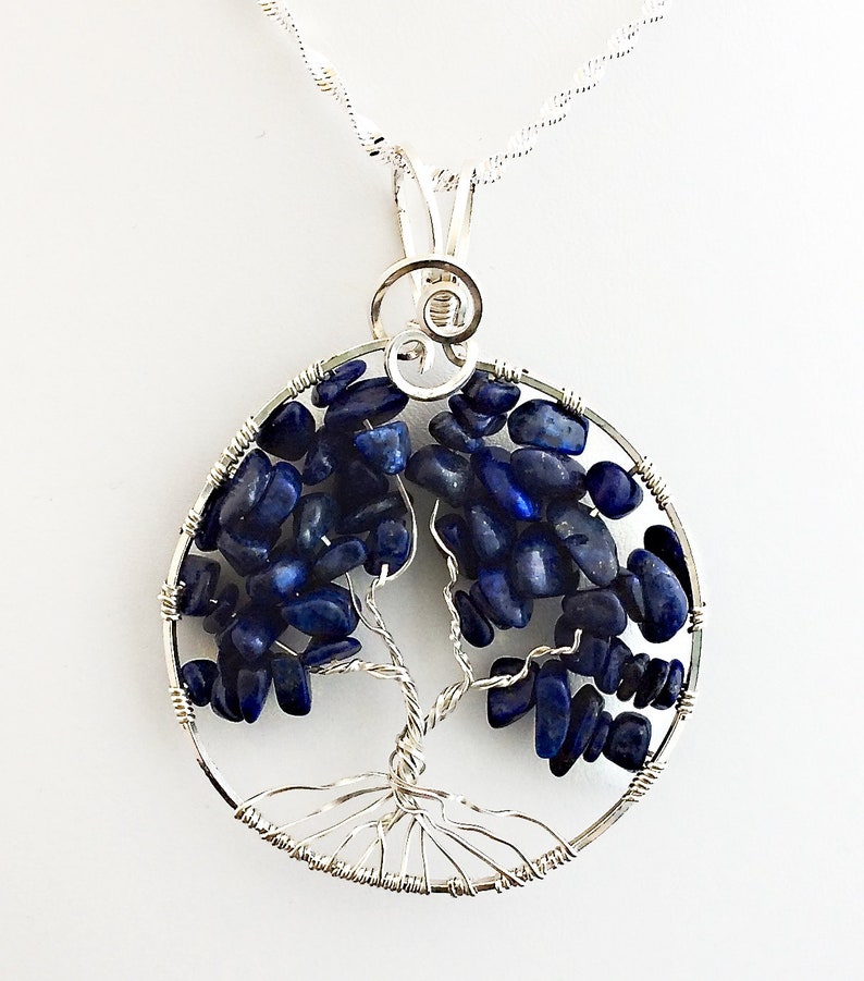Lapis Lazuli Tree of Life Pendant, Blue Tree of Life Necklace, Sterling ...