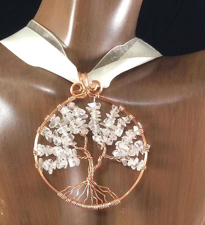 April Tree of Life Pendant, Crystal Tree of Life Pendant, Copper and ...