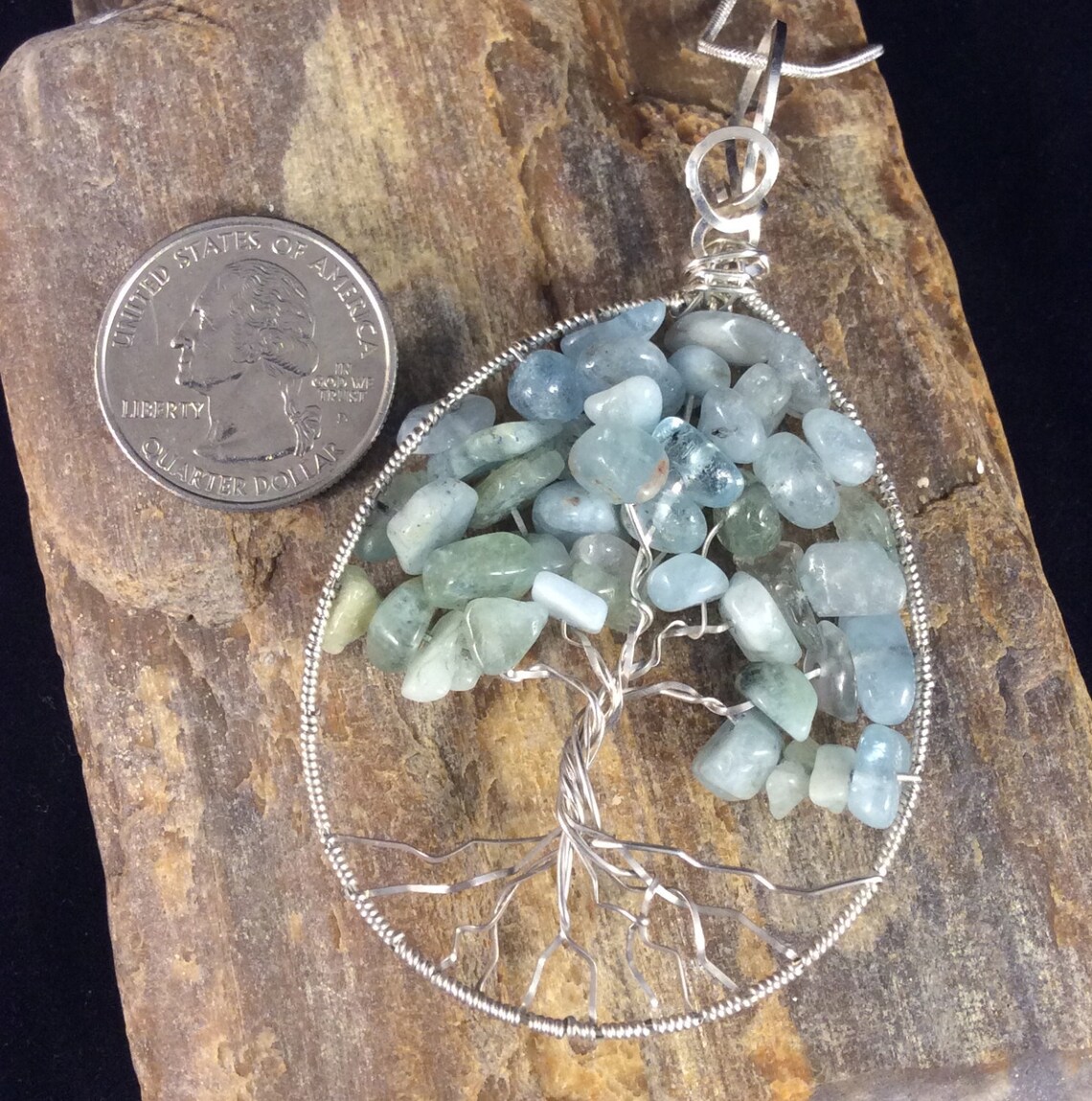 Aquamarine Tree of Life, Customizable Tree of Life, Aquamarine Pendant ...