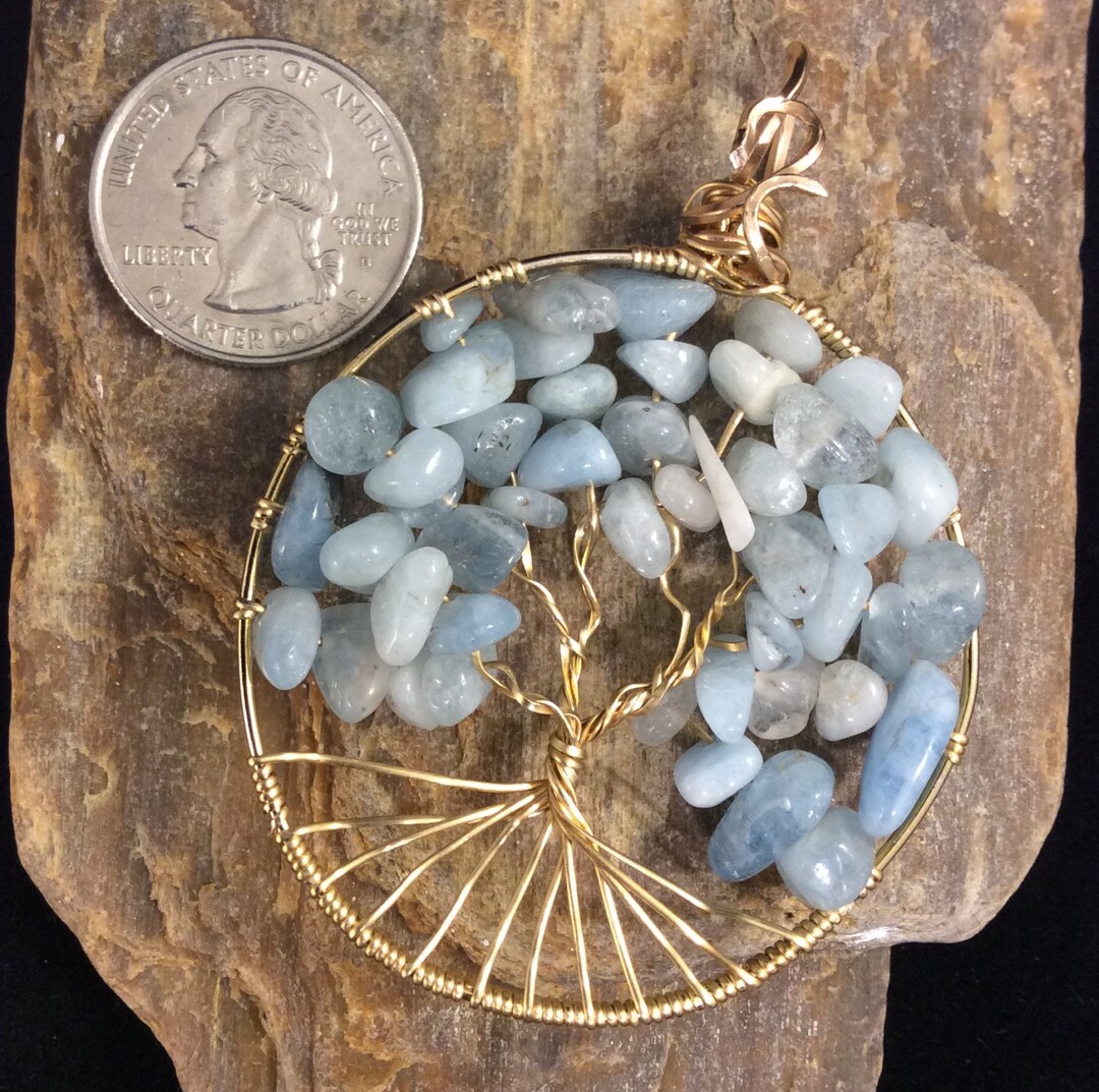Aquamarine Tree of Life, Customizable Tree of Life, Aquamarine Pendant ...