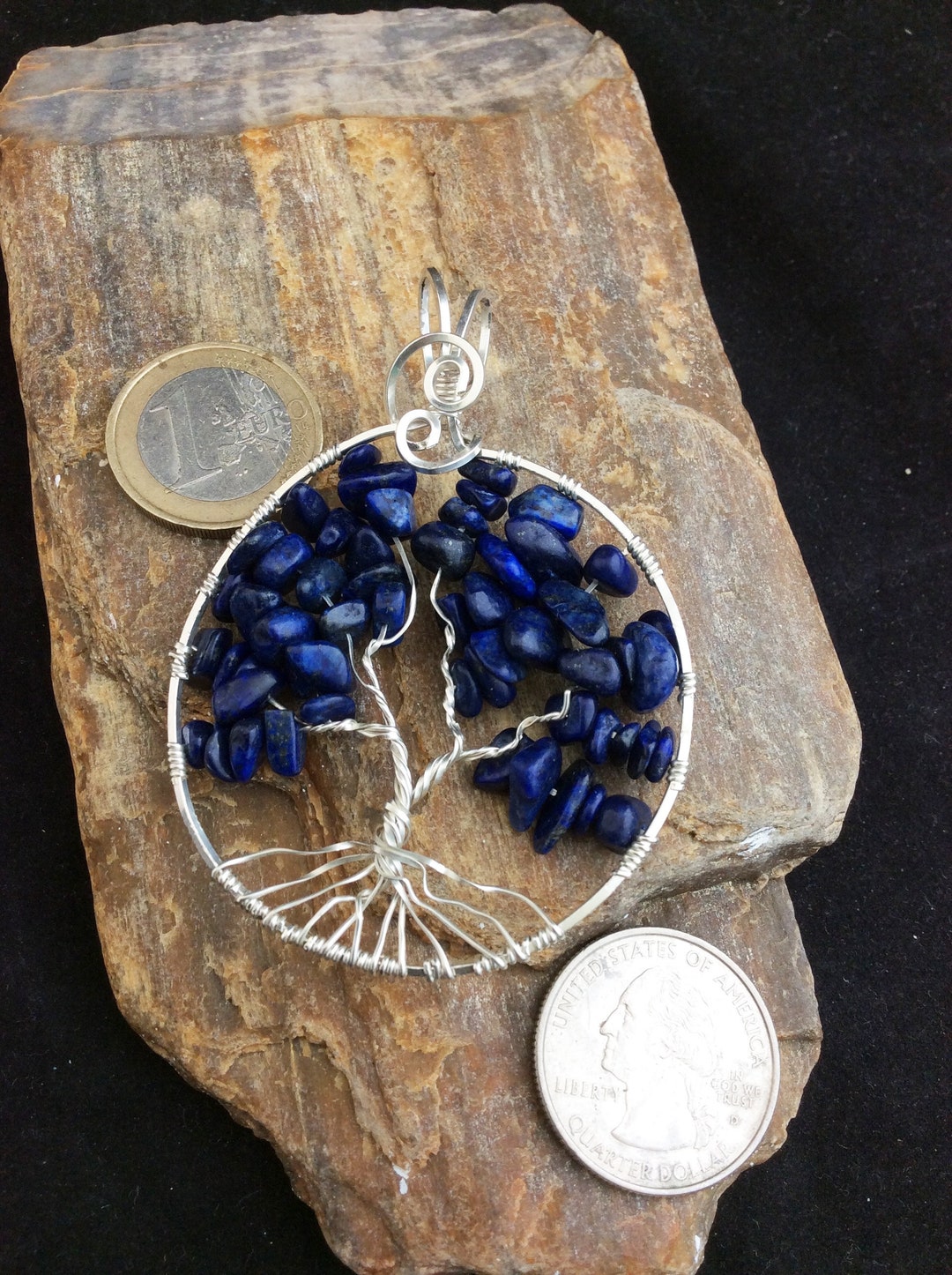 Lapis Lazuli Tree of Life Pendant, Blue Tree of Life Necklace, Sterling ...
