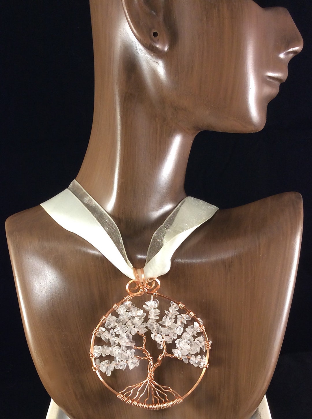 April Tree of Life Pendant, Crystal Tree of Life Pendant, Copper and ...