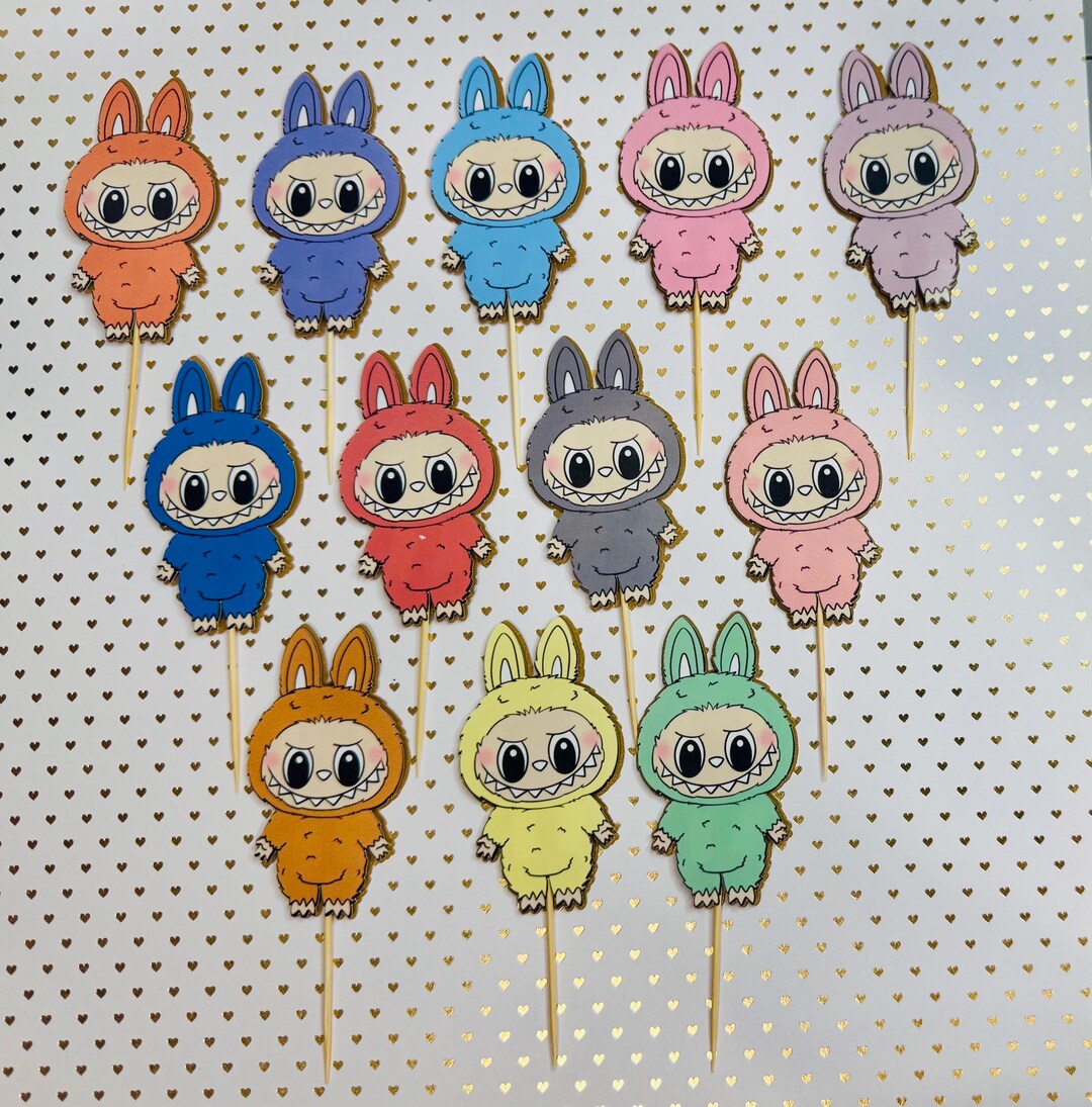 12 Cupcakes Topper Labubu - Etsy