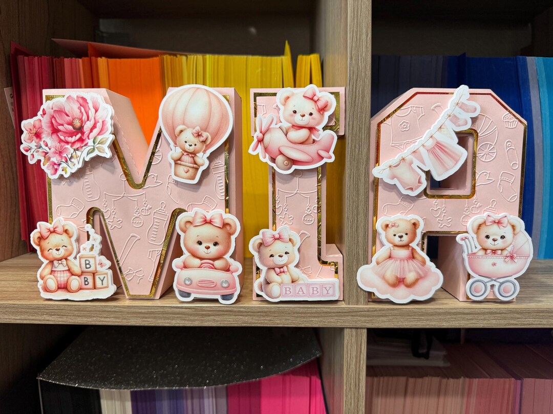 Letras 3D Teddy Bear Baby Shower Girl - Etsy
