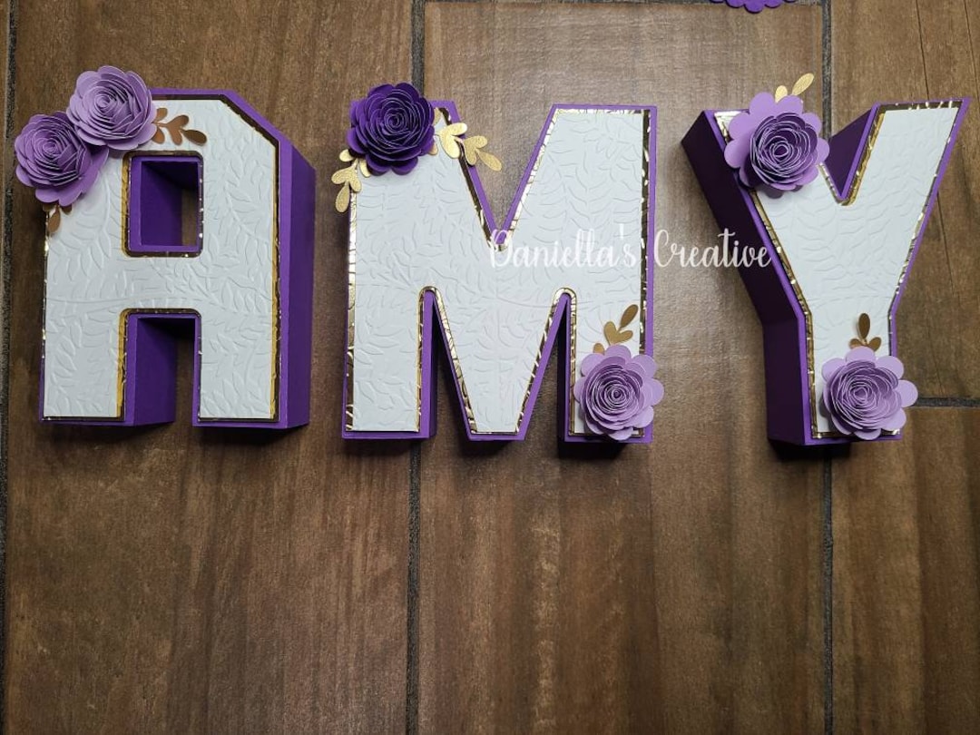 Letras 3D Flowers, Letras 3d Morado Con Flores - Etsy