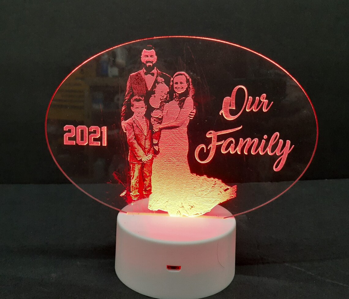 Acrylic Night Light With Family Photos and Custom Sayings - Etsy