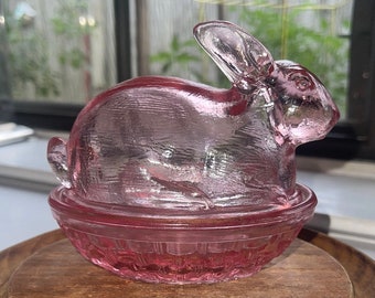 Pink Glass Bunny - Etsy