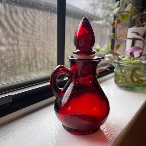 Red Glass Bottle - Etsy
