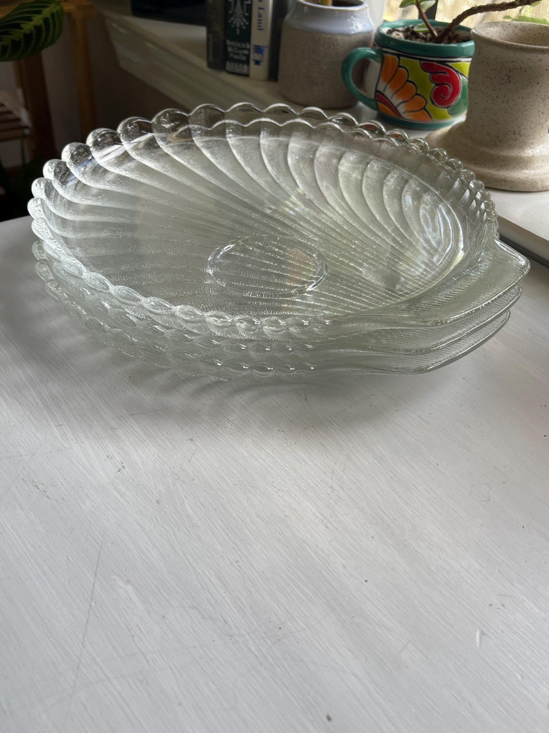 Vintage Seashell Plates Set: Clear Glass Coastal Dinnerware - Etsy