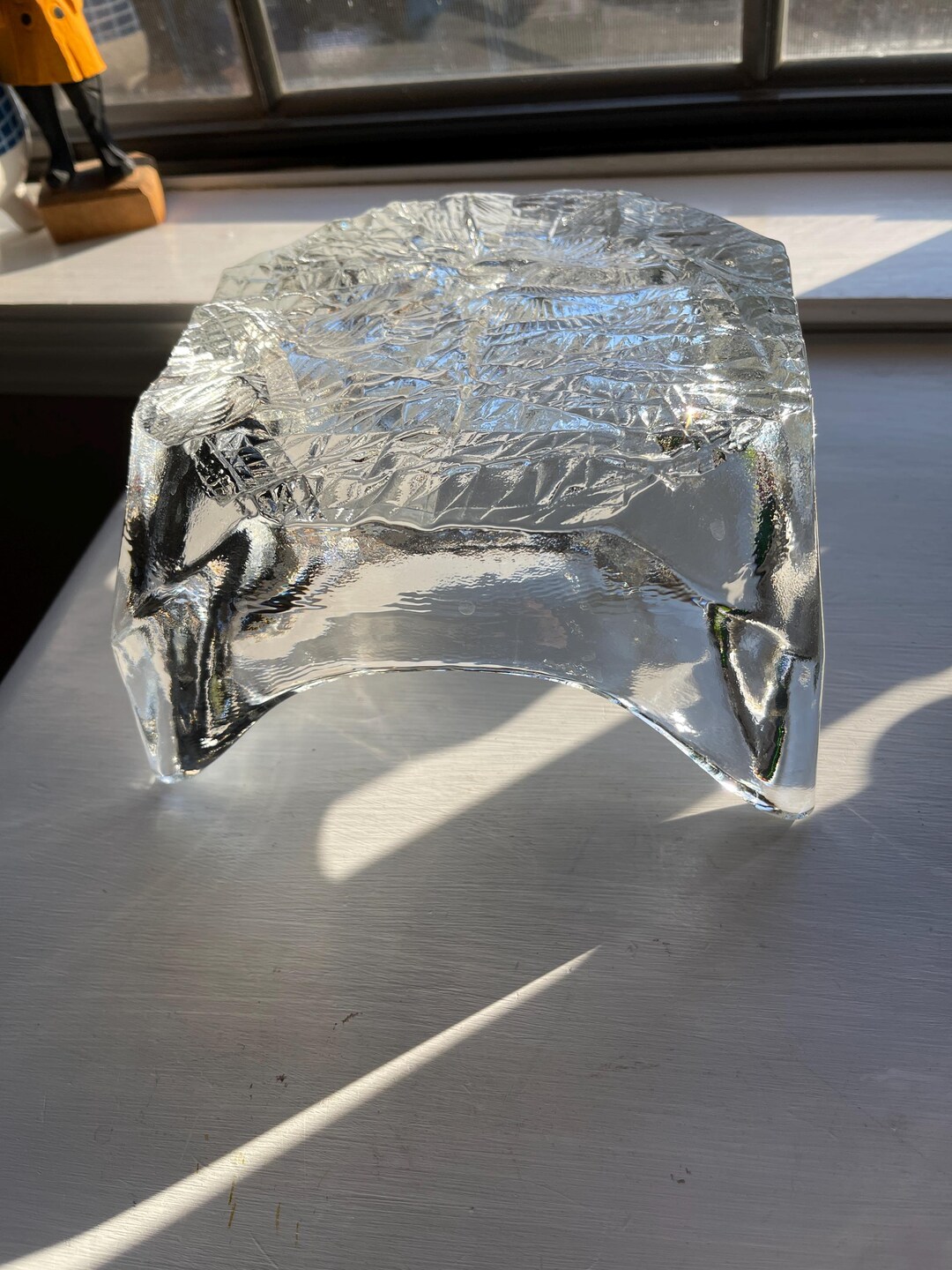 Mid Century Modern Ice Glass Bowl: Brutalist Sculptural Centerpiece - Etsy