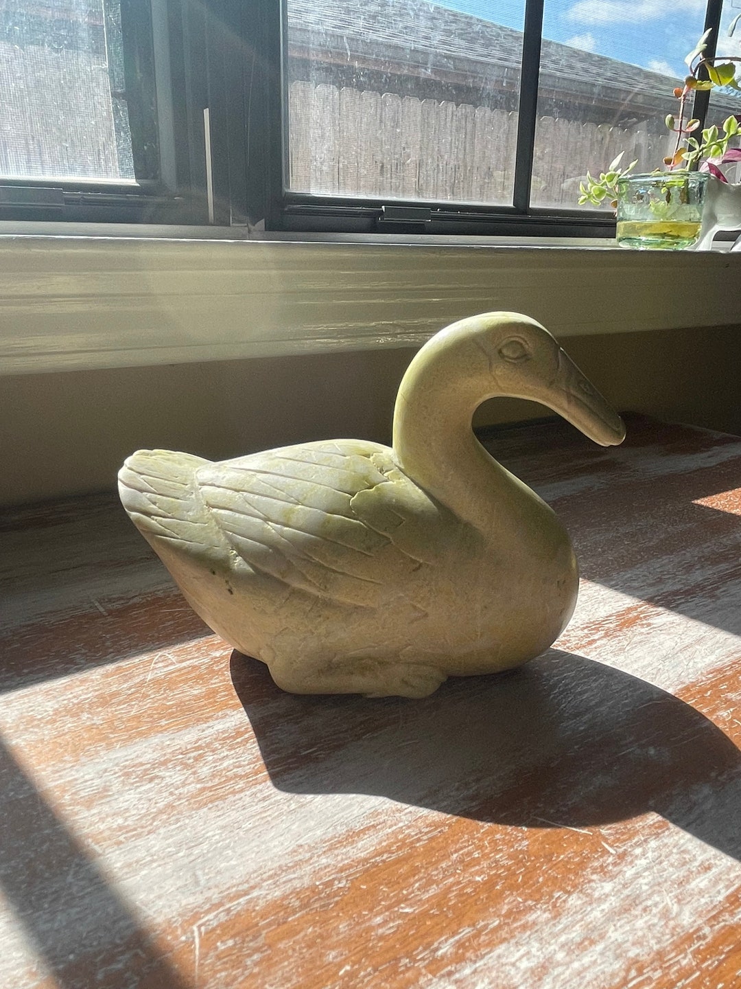 Marble Jade Duck Statue Heavy Marble Duck Decor Duck Statue Carved Duck ...