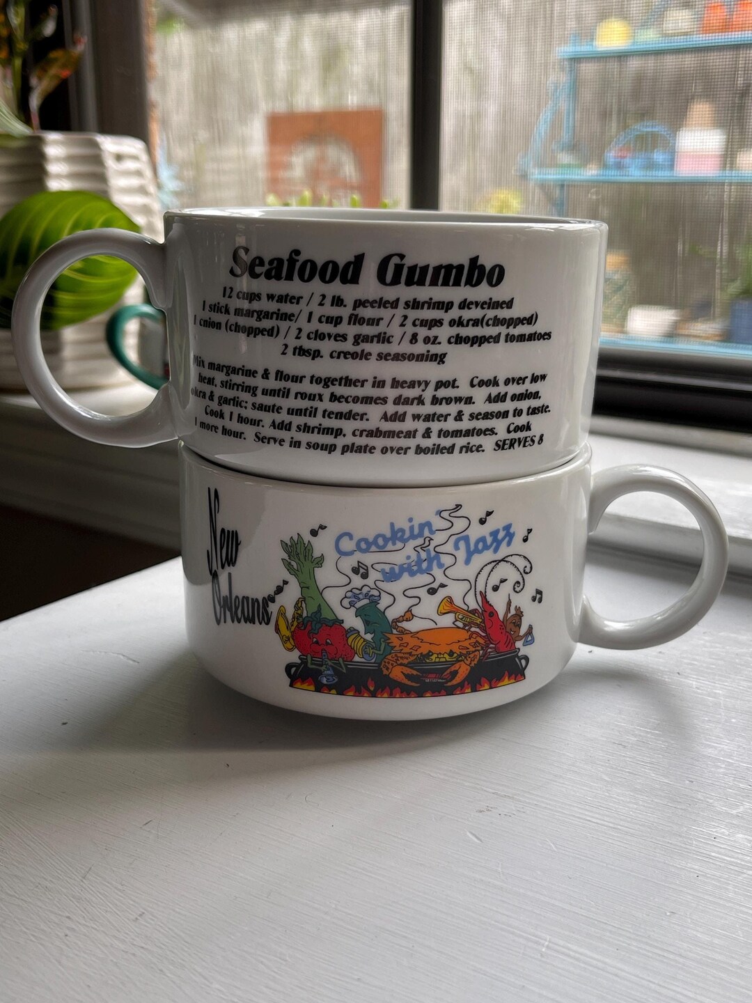 Seafood Gumbo Bowls Set of 2 Soup Bowls With Handle Soup Mug New ...