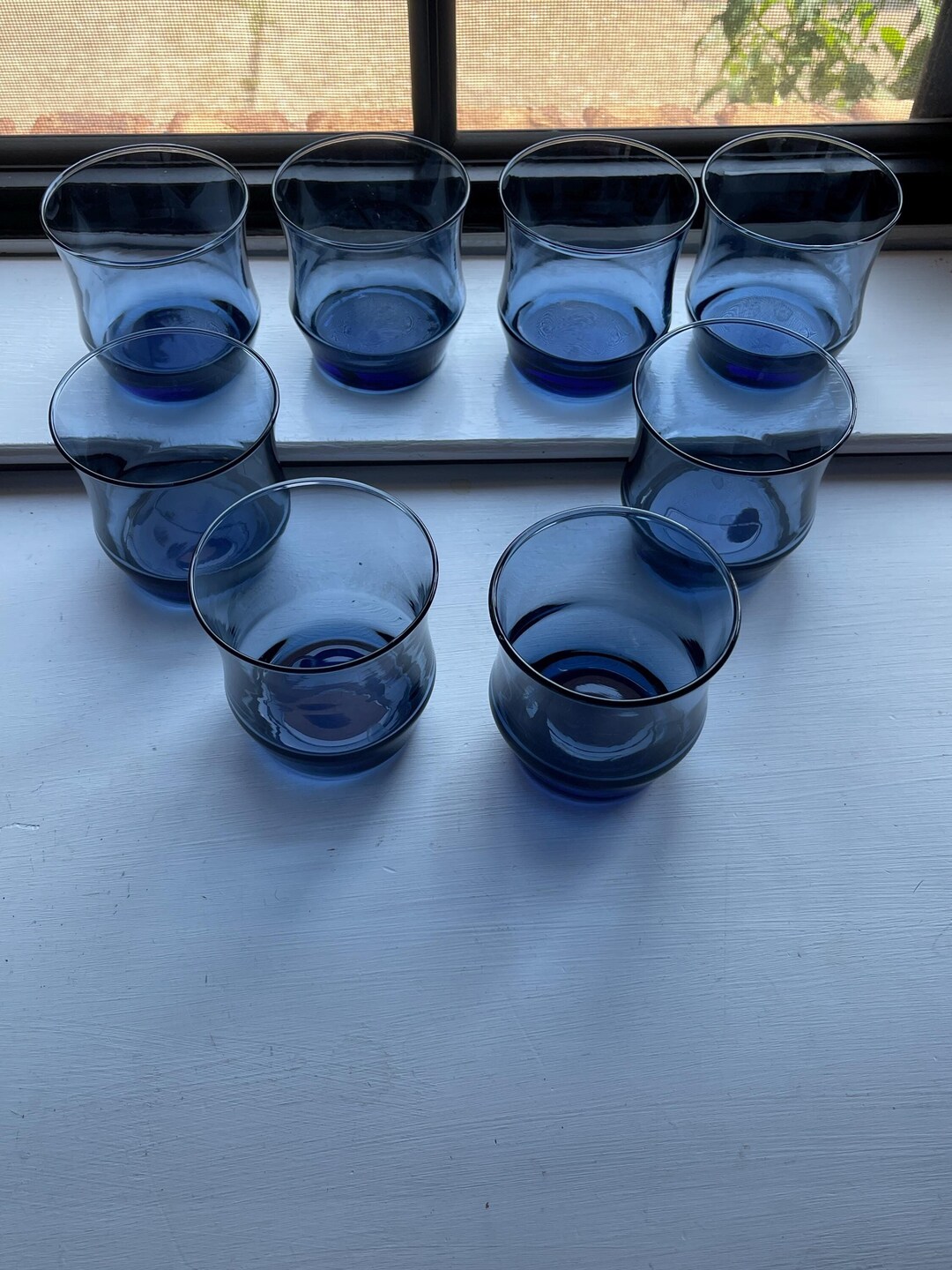 Vintage Libbey Apollo Blue Flat Drinking Glasses Set of 8 Retro Rocks ...