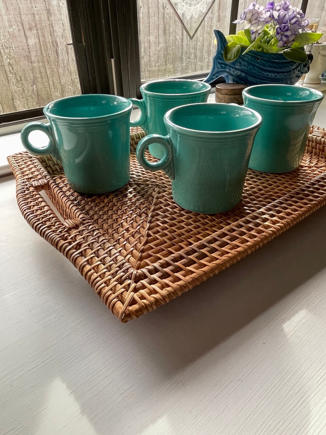 Fiesta Turquoise Mug O Ring Handle Post 86 Blue Ironstone Set of 4 ...
