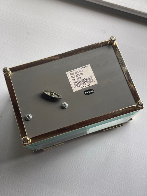 Music Box Mirrored Light Blue Stained Glass and Brass… - Gem