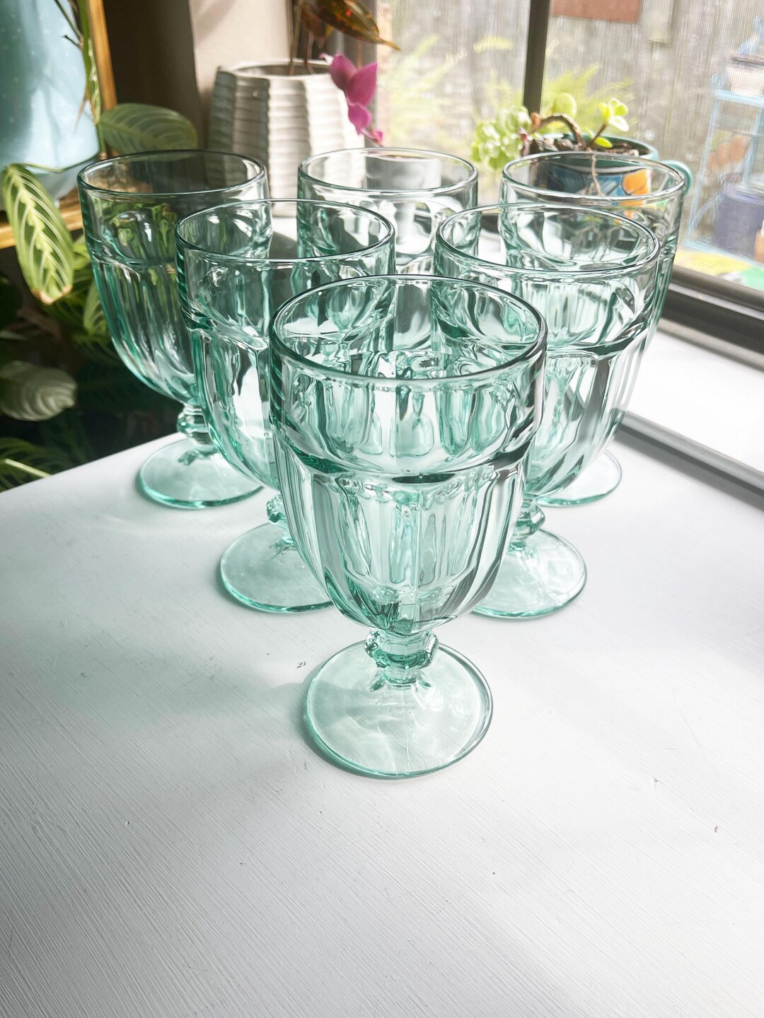 Libbey Duratuff Spanish Green Gibraltar Goblet Set of 6 Drinking ...