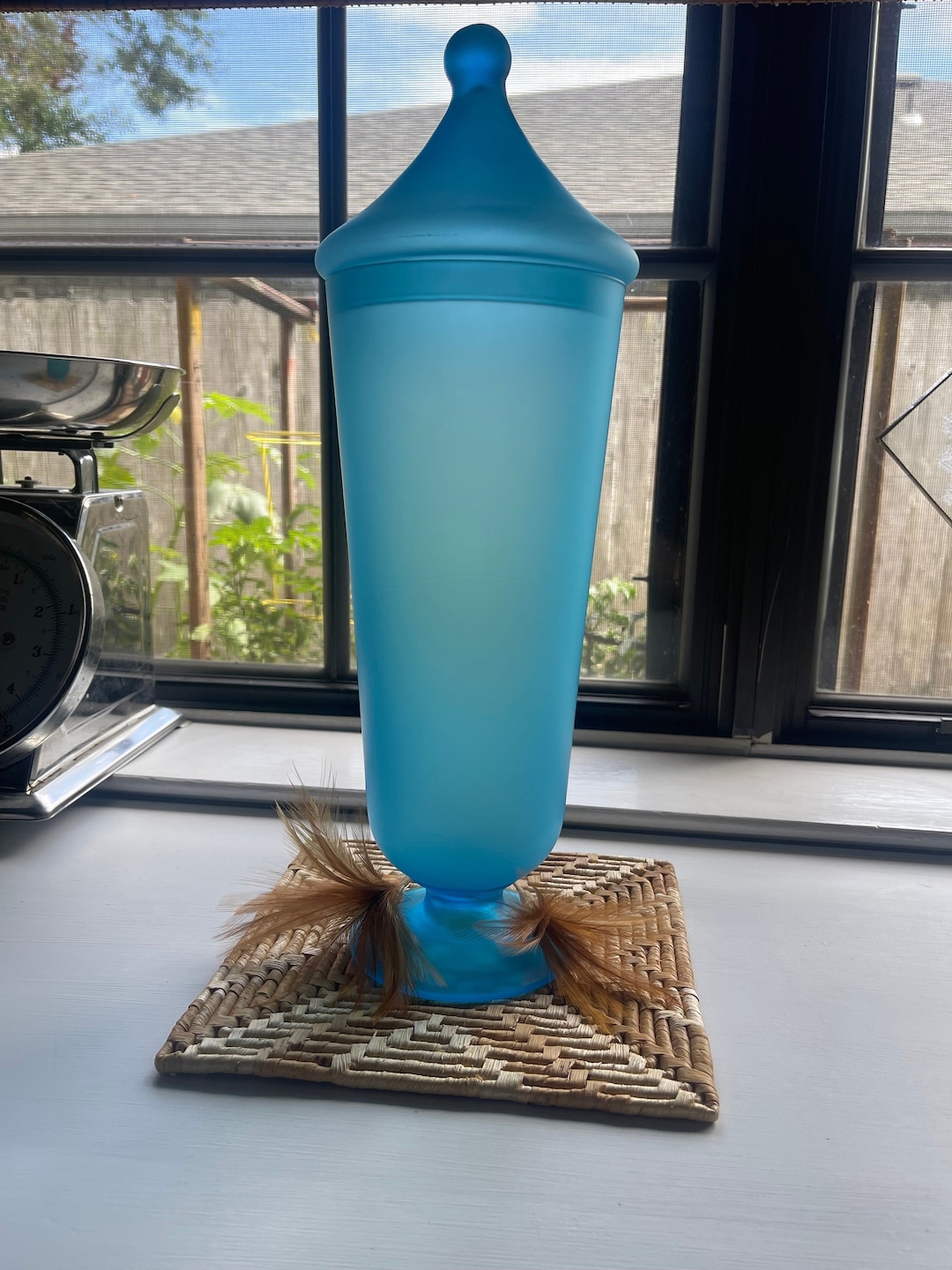 Vintage Turquoise Colored Frosted Glass Apothecary Styled Blue - Etsy