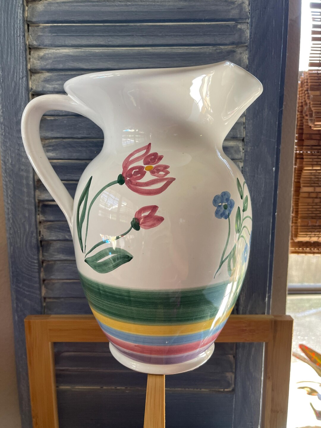 Caleca Hand Painted Vintage Italian Pitcher Tuscan Style Water Pitcher ...