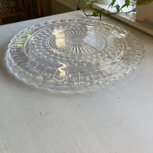 Round Glass Hobnail Serving Platter Footed Cake Stand by Federal ...
