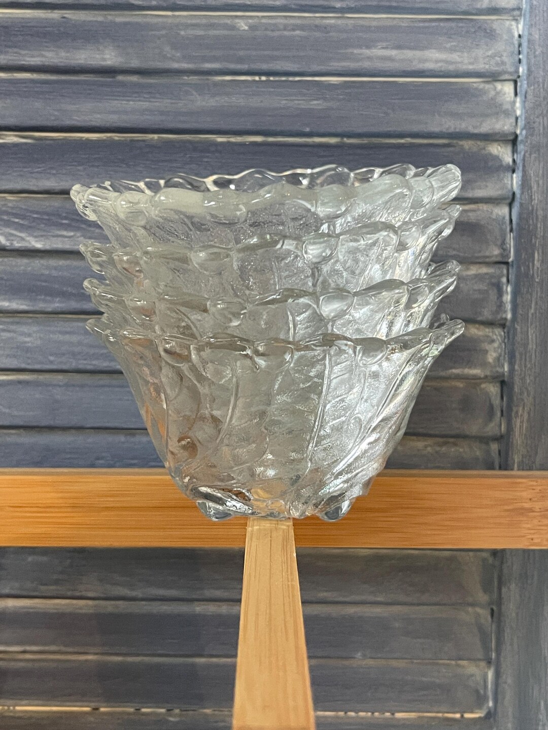 Set of 4 Indiana Glass Cabbage Leaf Shaped Dessert Bowls Wild Rose ...