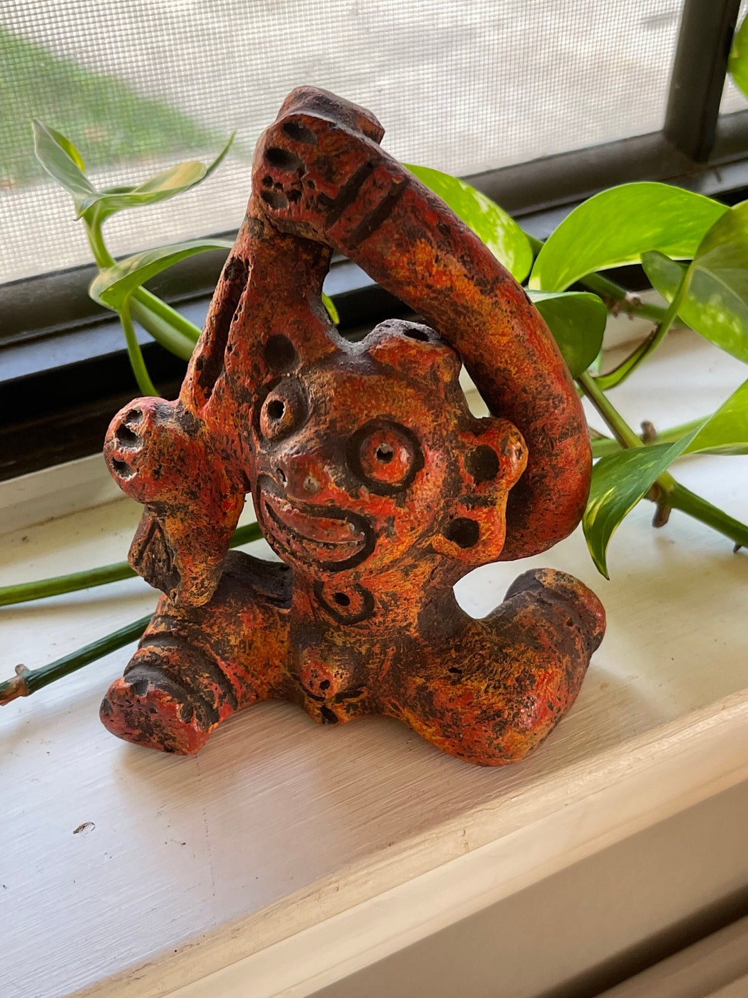 Stone Clay Art Pottery Caveman Sculpture: Aztec Eclectic Decor - Etsy