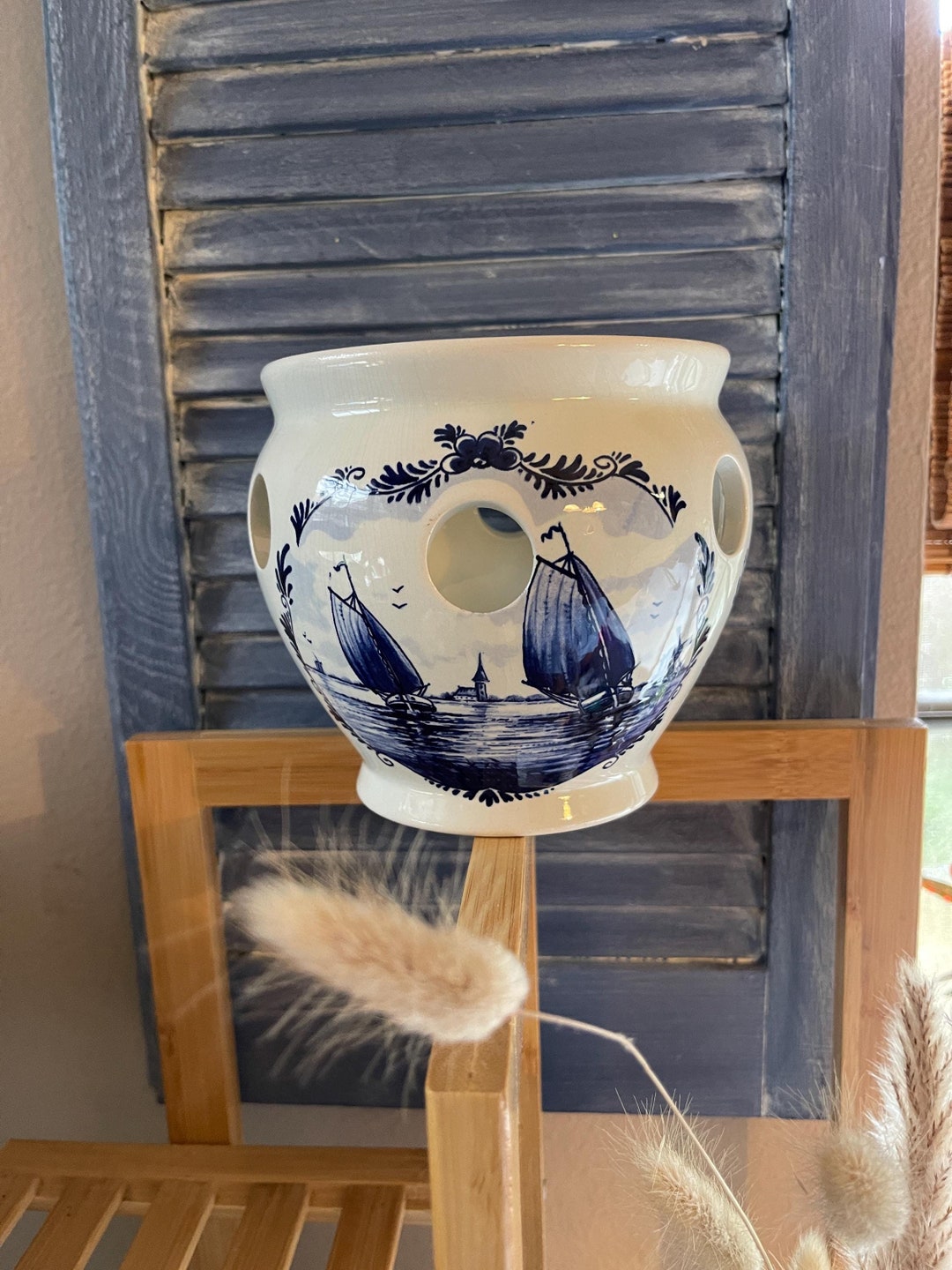 Delft Blauw Delftware Holland Bulb Planter Hand Painted Crocus Pot ...