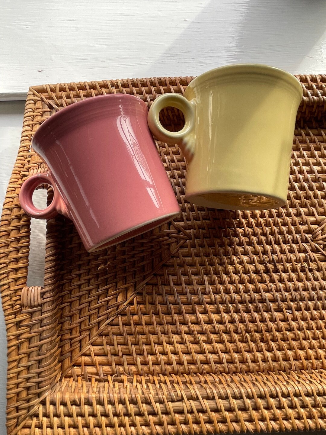 Fiestaware Set of 2 Fiesta Yellow and Rose Mug O Ring Handle Post 86 ...