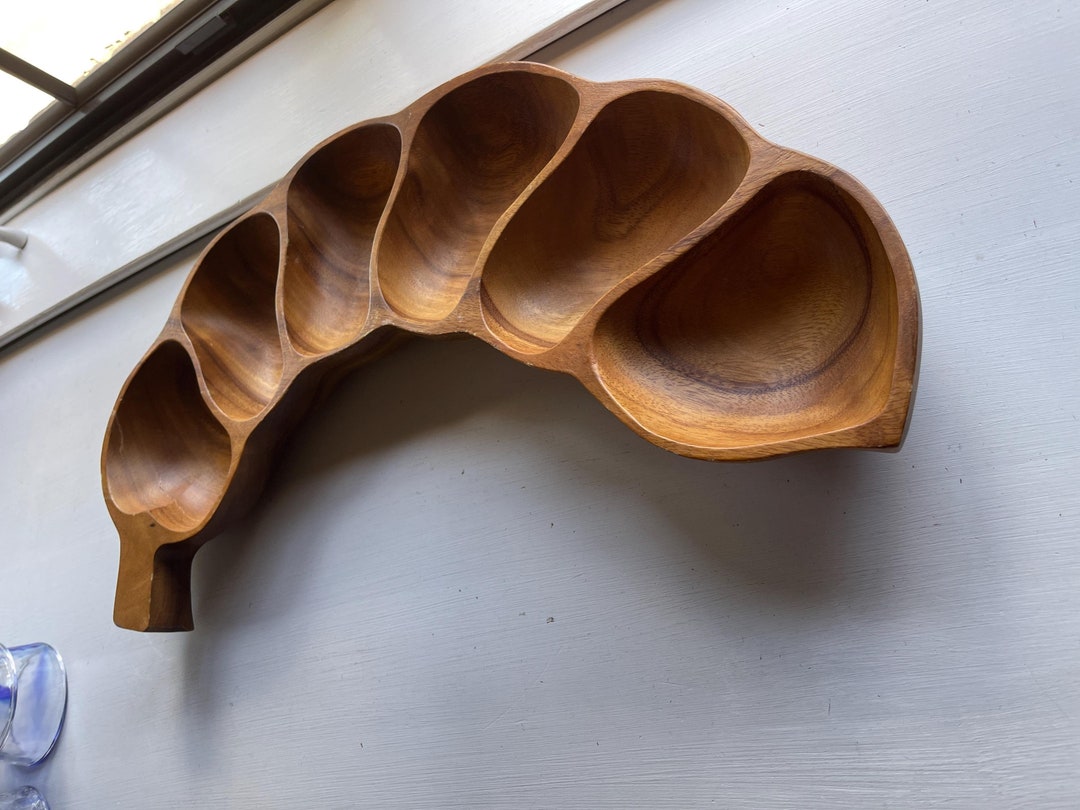 Mid Century Pea Pod Serving Bowl Centerpiece Appetizers Snacks Bean Pod ...