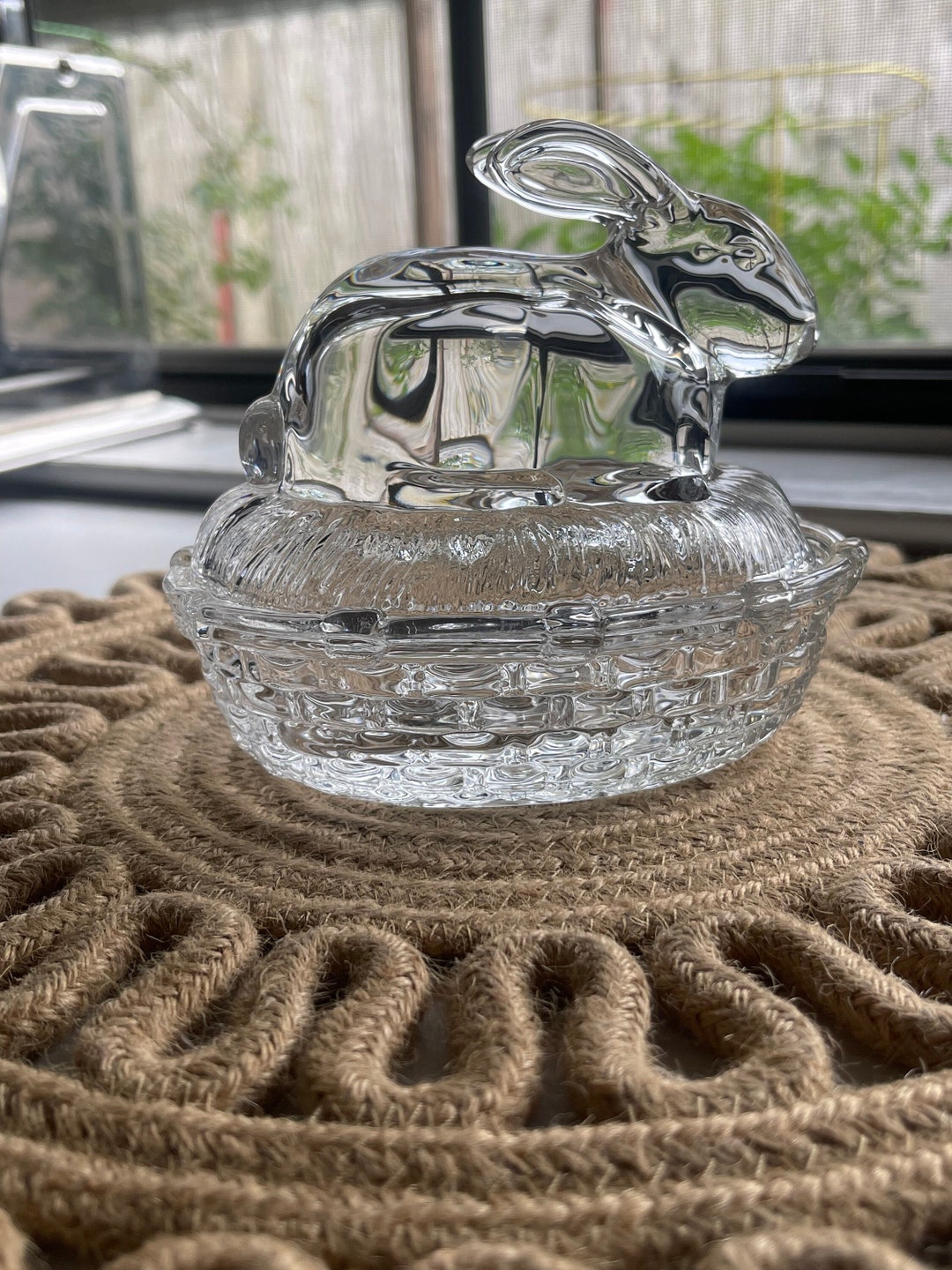 Vintage Williams Sonoma Glass Bunny Candy Dish: Easter Nursery Decor - Etsy