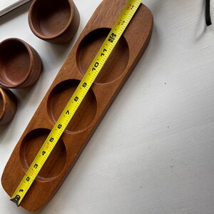 Handcrafted Teak Wood Centerpiece 3 Bowls Condiment Tray Nuts Fruits ...