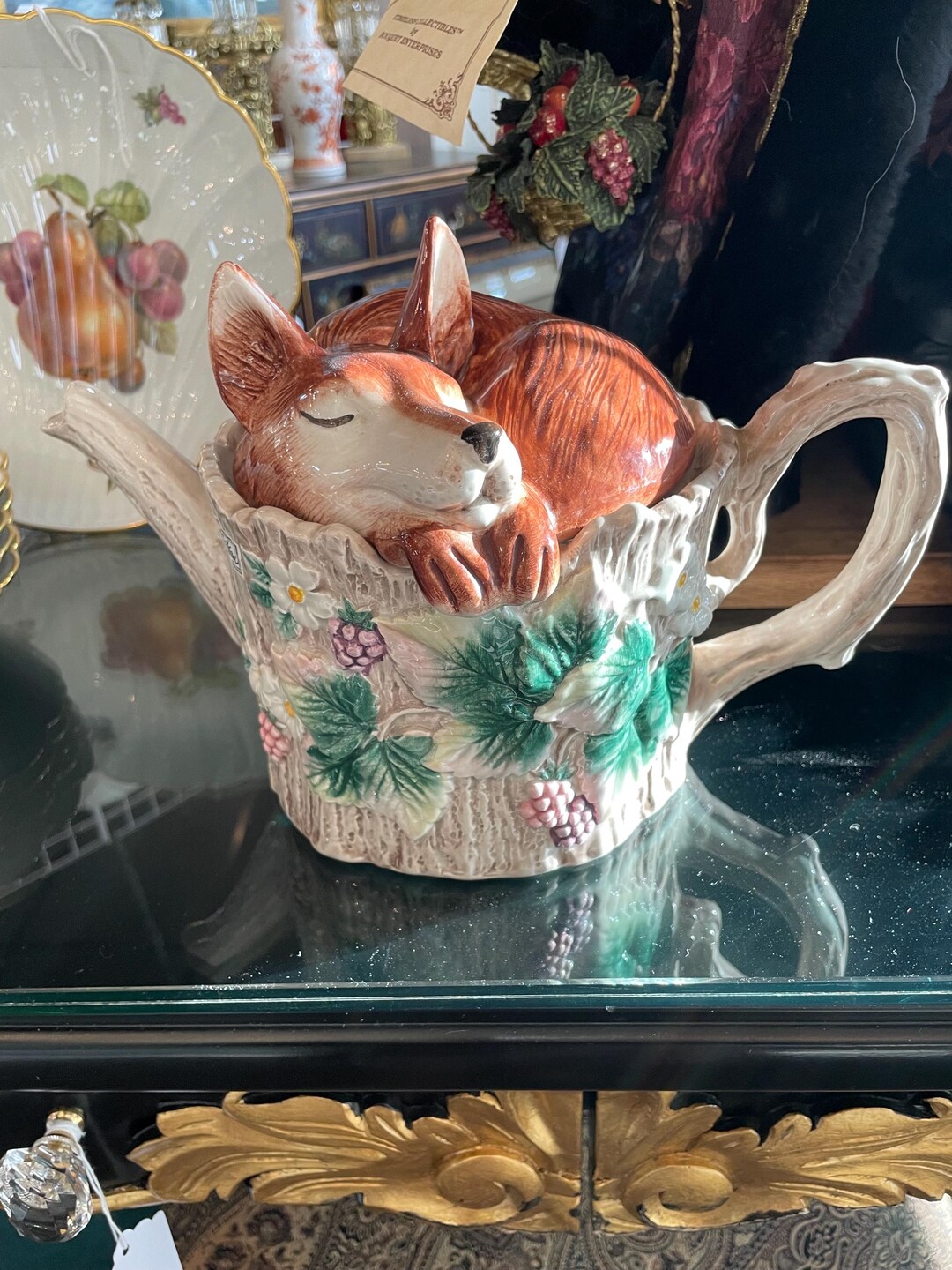 Fitz and Floyd Fox on a Log Teapot, 1990 - Etsy