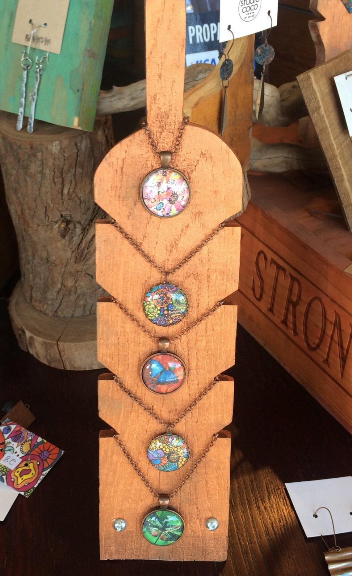 Wooden jewelry display Necklace display Wine bottle inspired | Etsy