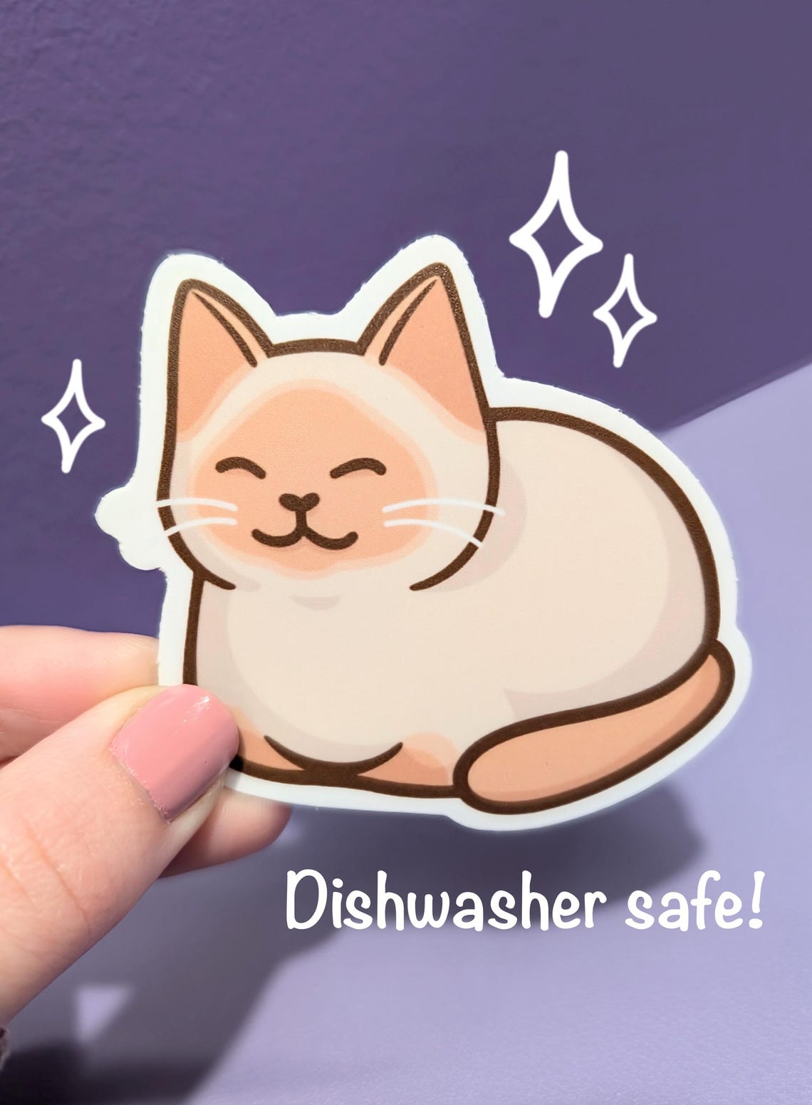 Cream Siamese Cat Loaf Sticker; Flamepoint; Waterproof Dishwasher Safe ...