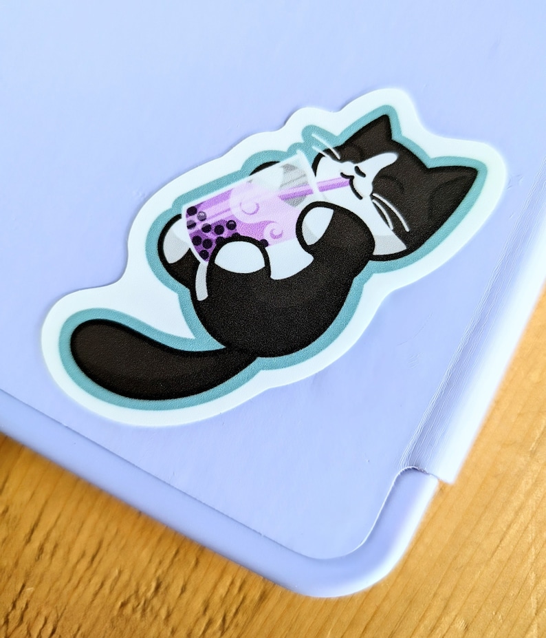 Boba Cat Sticker (7 Different Designs) / Vinyl Dishwasher Safe Taro ...
