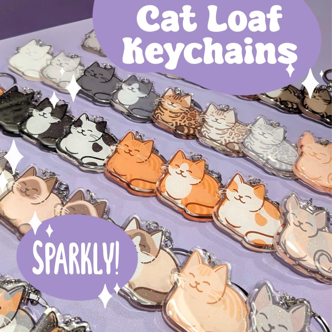Cat Loaf Keychain With Glitter Epoxy / Cute Gift for Cat Person - Etsy