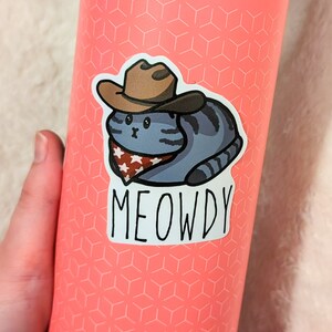 Meowdy Cat Sticker Country Cat Loaf Waterproof Dishwasher Safe Matte ...