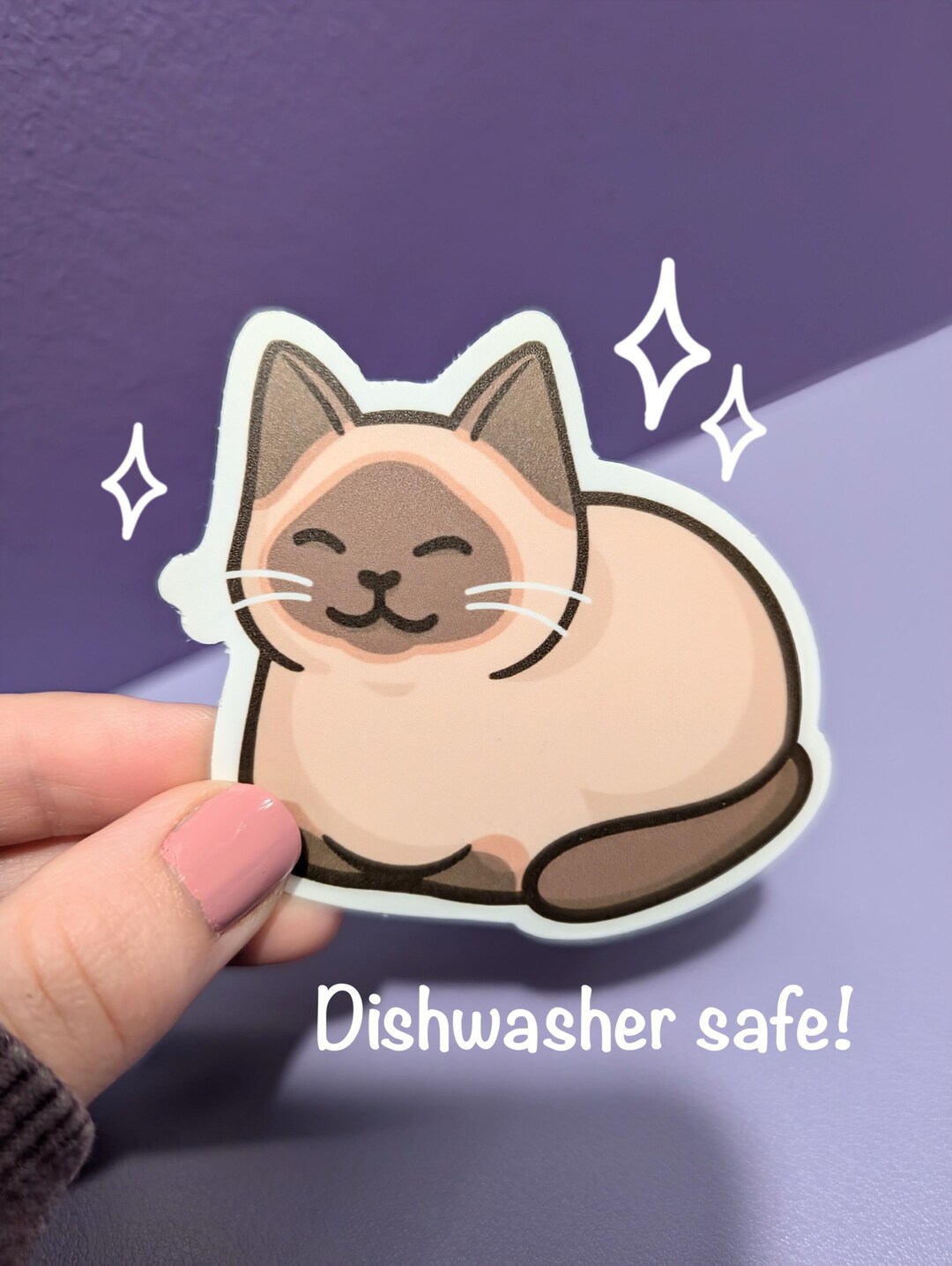 Siamese Cat Loaf Sticker; Waterproof Dishwasher Safe Matte Vinyl ...