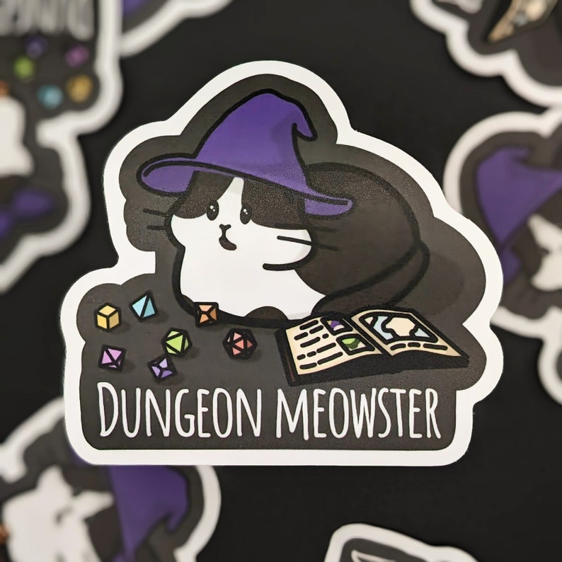 Dungeon Meowster Cat Sticker, Dnd DM, Waterproof Matte Vinyl Sticker - Etsy