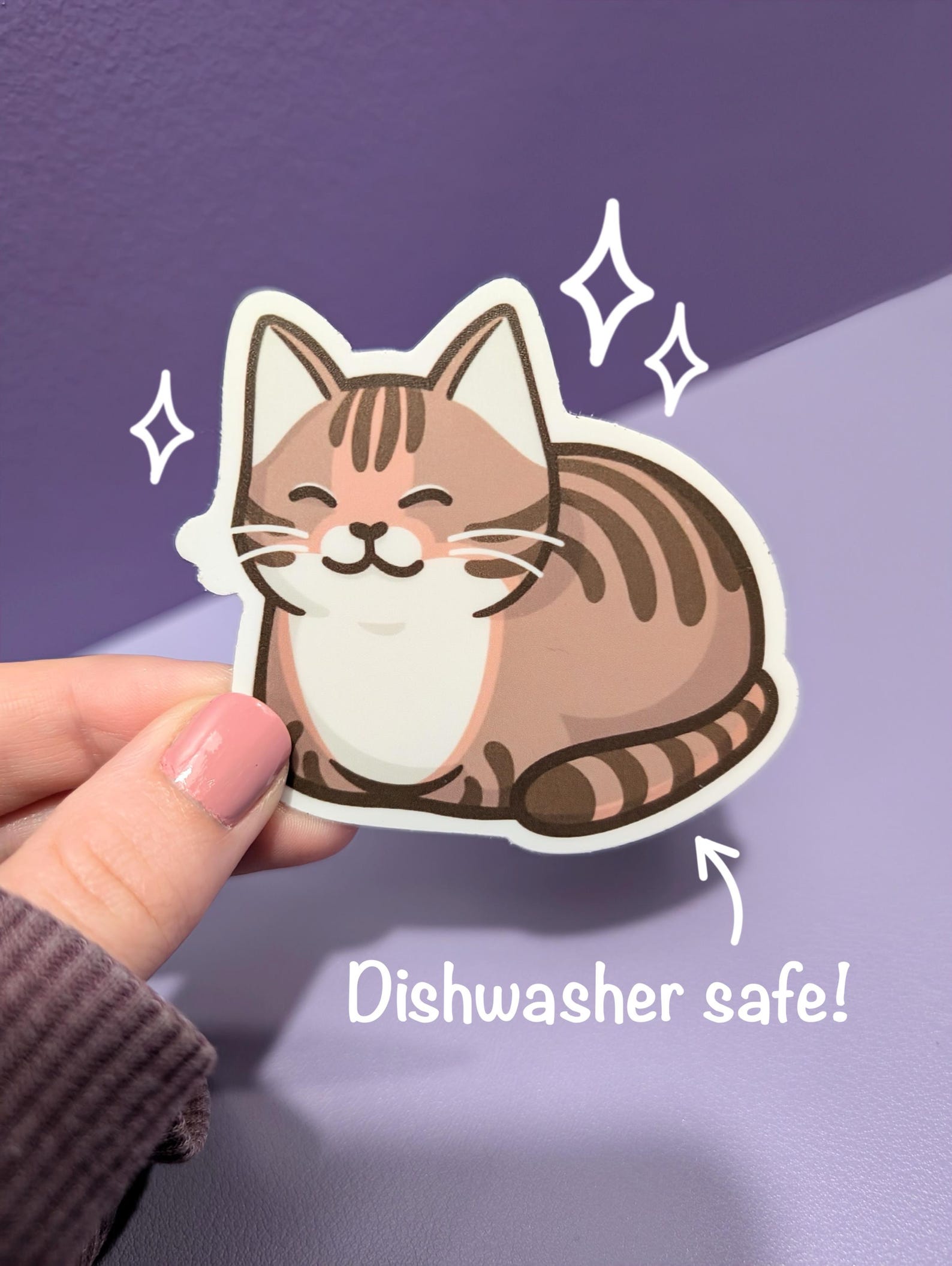 Brown and White Tabby Cat Loaf Sticker; Brown Tuxedo; Waterproof ...