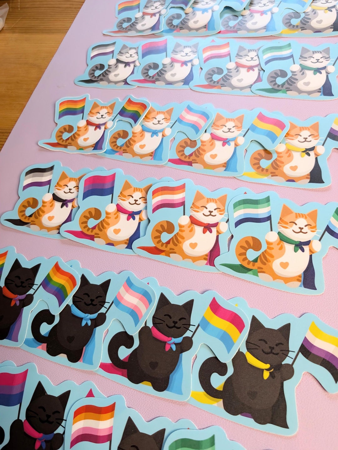 Pride Cat Stickers: LGBTQ+ Flag, Waterproof Matte Vinyl - Etsy