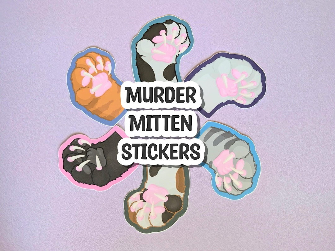 Murder Mitten Stickers; Cat Claw Stickers; Waterproof Dishwasher Safe ...